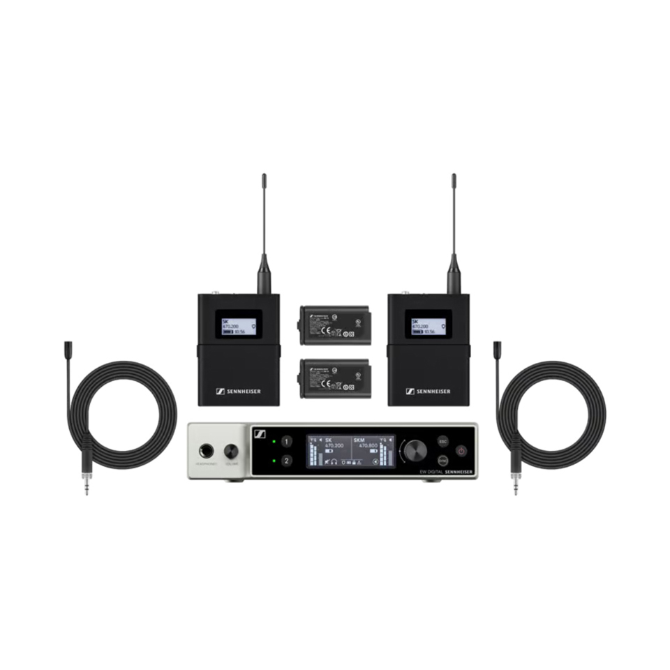 Dual-Channel Lavalier Wireless Microphone Set with Rackmount Receiver ...